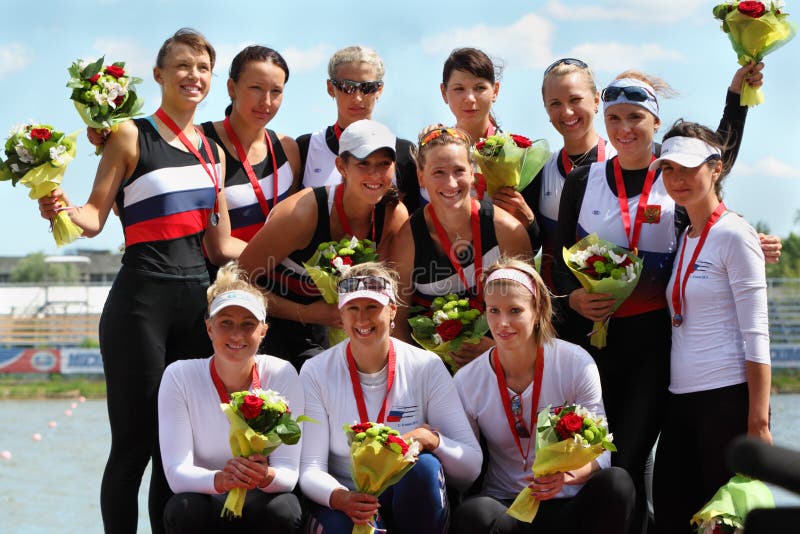 Russian women team rowing editorial stock photo. Image of race - 26337823