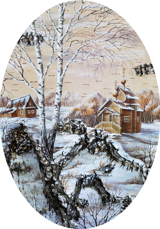 Russian Wooden Temple and Small Stock Illustration - Illustration of ...