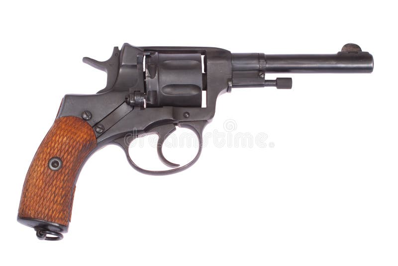 Russische Revolver Nagant Met Munitie Stock Afbeelding - Image of kanon ...