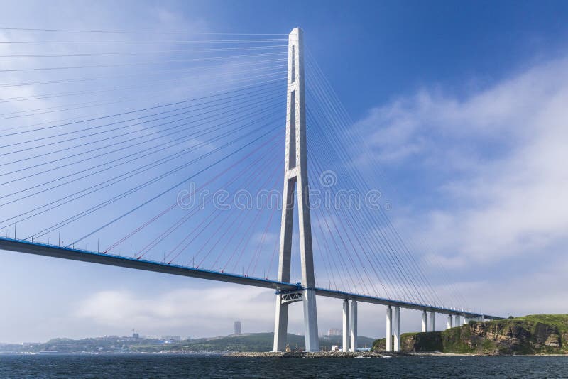 Russky Bridge in Vladivostok, Russia Stock Image - Image of island ...