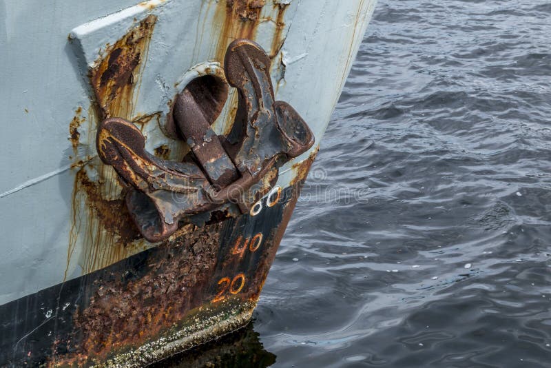 Rust Of An Old Ship Closeup. Background Blue Grungy Steel Ship Hull ...