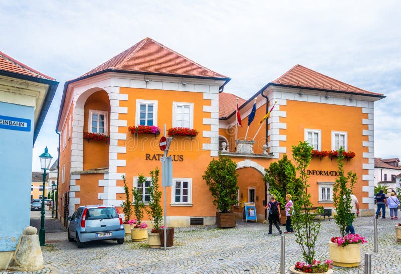 RUST, AUSTRIA, JUNE 18, 2016: View of a Town Hall in the Austrian City ...