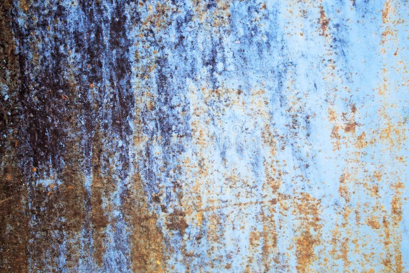 Rust Background on Blue Steel Plate for Graphic Design Stock Photo ...