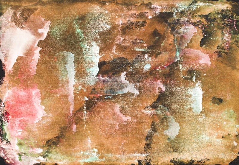 Rust Beige Brown Ocher Paint in Monotype Technique, Abstract Texture ...