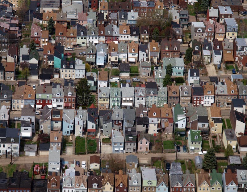 Rust Belt Row Home Aerial stock photo. Image of pittsburgh - 12377260
