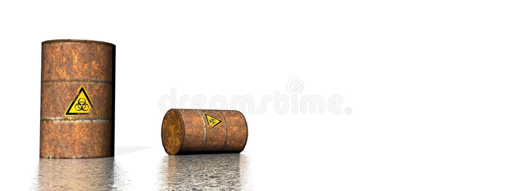 Rust Biohazard Barrels with Logo - 3D Render Stock Illustration ...