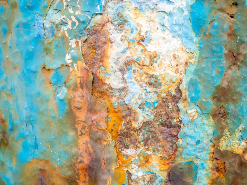 Rust on a Blue Surface. Cracks in the Paint. Old Iron Stock Image ...