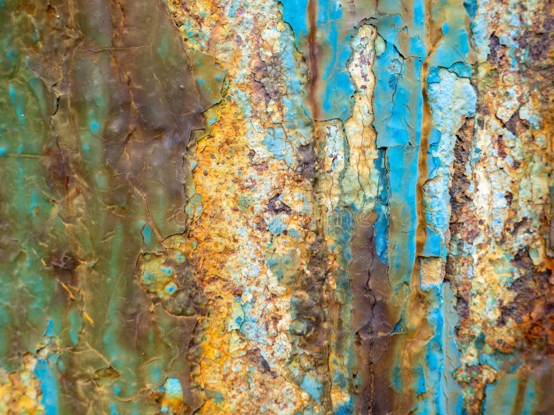 Rust on a Blue Surface. Cracks in the Paint. Old Iron Stock Image ...