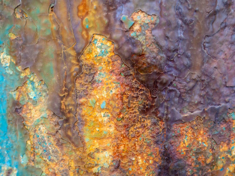 Rust on a Blue Surface. Cracks in the Paint. Old Iron Stock Image ...