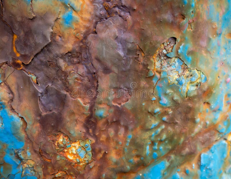 Rust on a Blue Surface. Cracks in the Paint. Old Iron Stock Photo ...