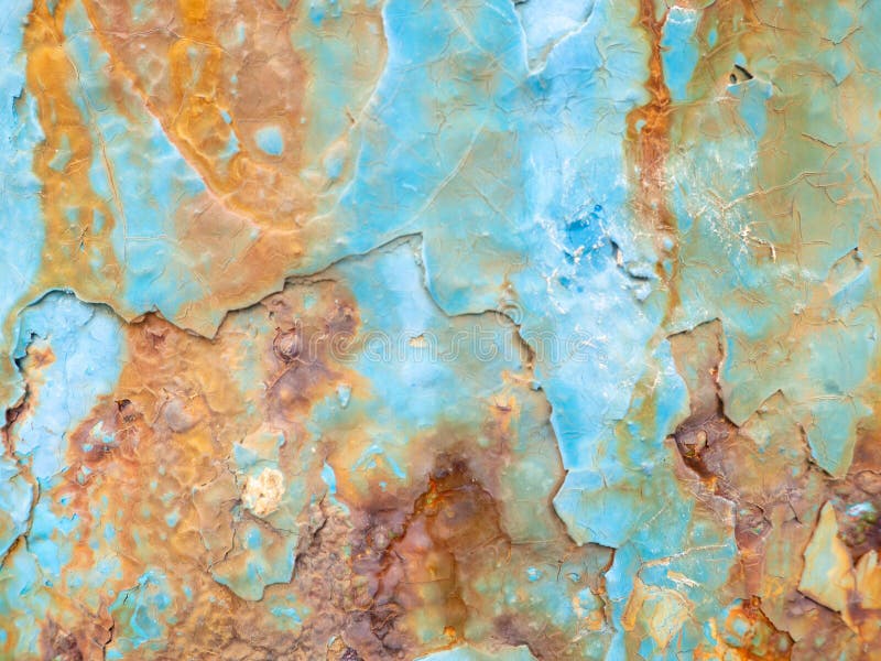 Rust on a Blue Surface. Cracks in the Paint. Old Iron Stock Photo ...