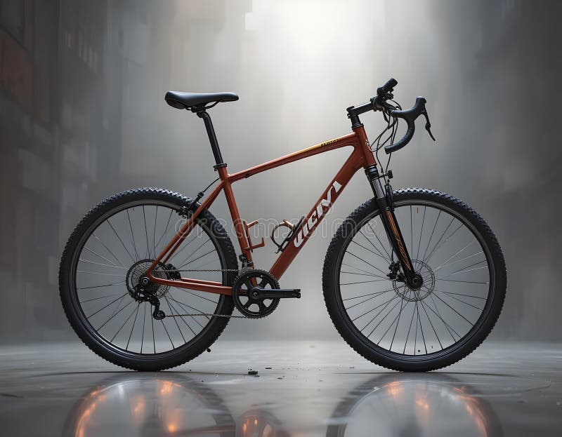 Rust Colored Bicycle on Shiny Concrete Surface in Studio Lighting Stock ...
