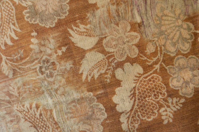 Rust Colored Cotton Fabric Pattern Flowers Leaves Stock Photos - Free ...