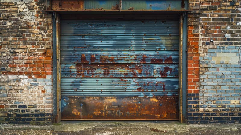 A Rust-Colored Gate in a Brick Wall Stock Image - Image of urban ...