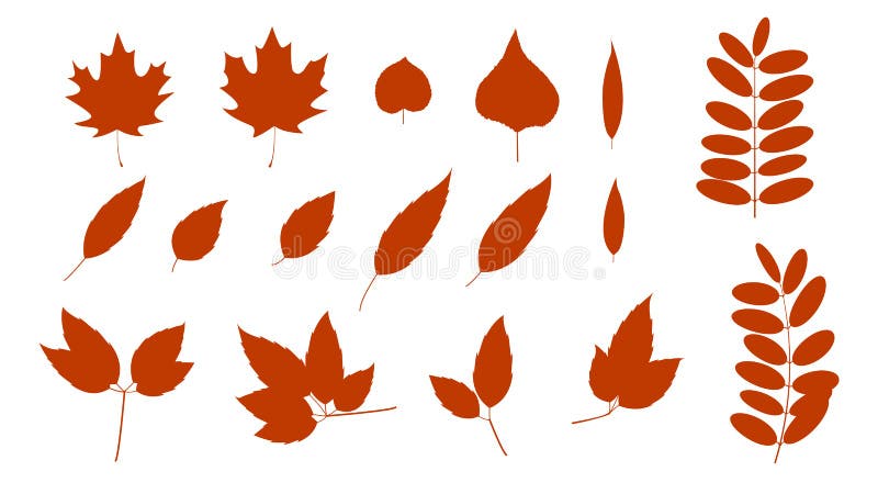 Rust Colored Leaf Branch Icon. Filled Leaf Silhouette Glyph Stock ...