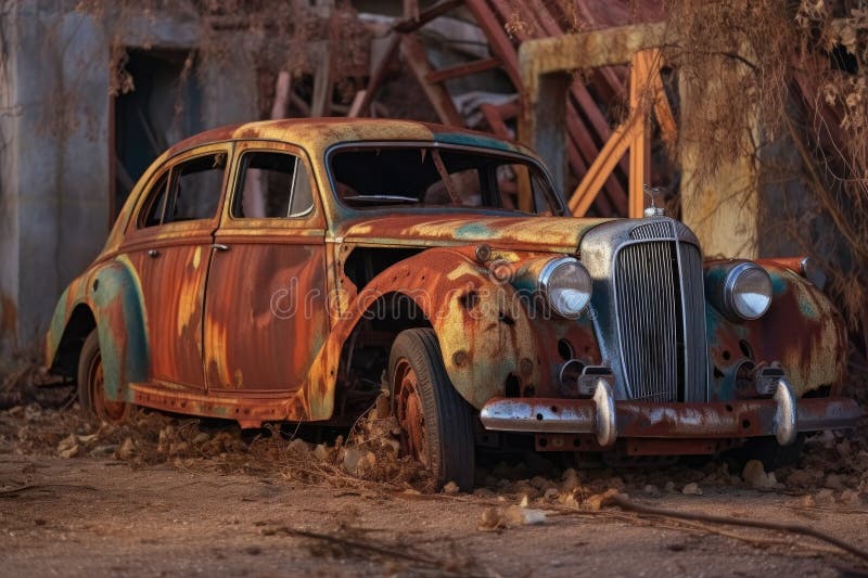 Rust Consuming a Once Vibrant Classic Car Stock Illustration ...