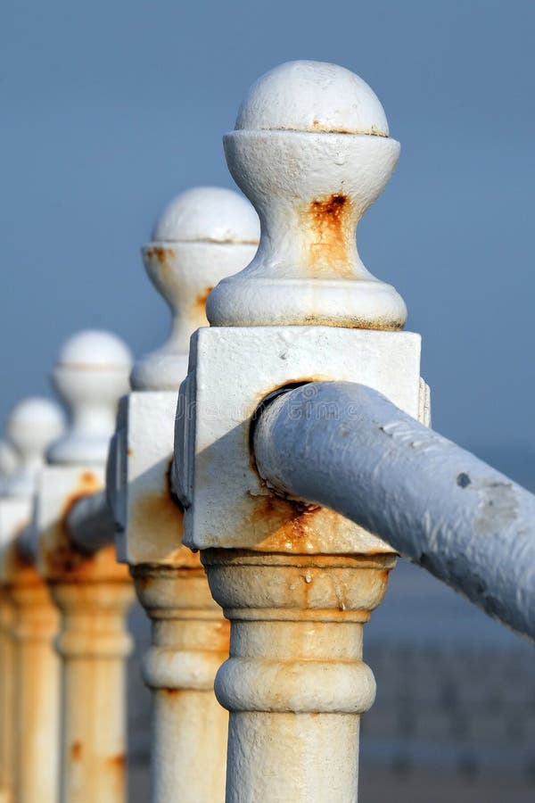 Rust Corrosion on White Painted Fencing. Stock Image - Image of painted ...
