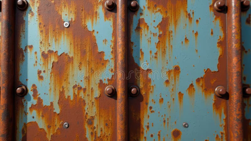 Rust-covered Blue Metal Surface with Exposed Rivets Showing Texture and ...