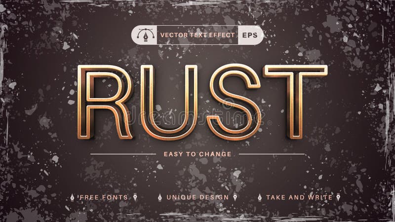 Rust - Editable Text Effect, Font Style Stock Vector - Illustration of ...
