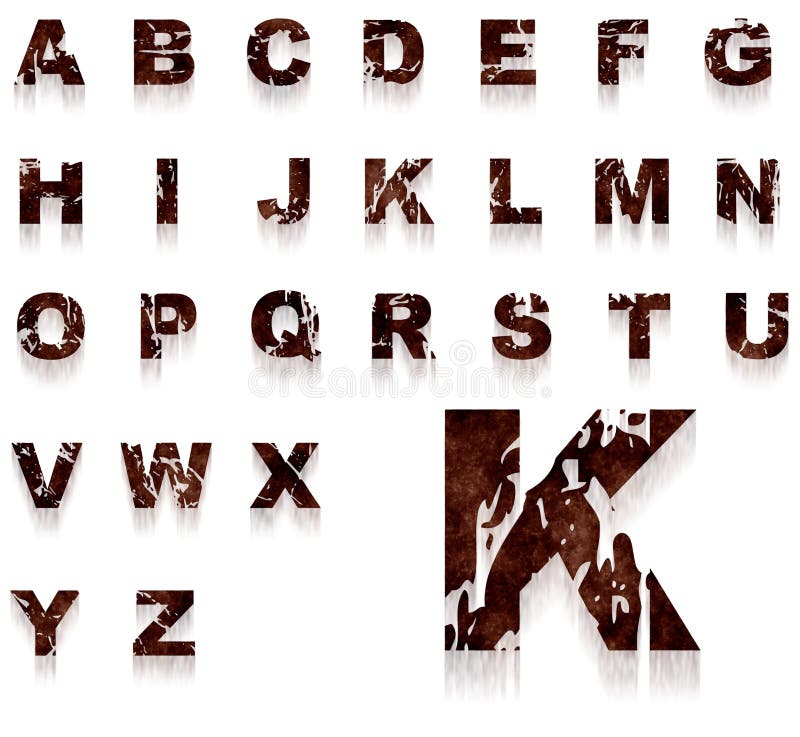 Alphabet - Letters from Rusty Metal with Rivets Stock Illustration ...