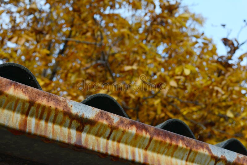 Rust gutter. stock photo. Image of home, detail, panel - 79588084