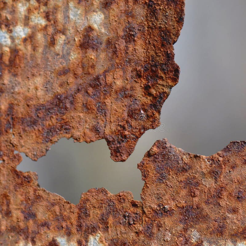 Rust Hole on Old Worn Painted Metal Surface of Car Stock Photo - Image ...