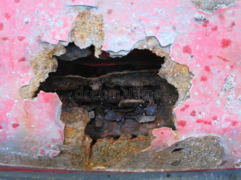 Rust in the Hood of a Red Car Stock Image - Image of hood, dirty: 211482469