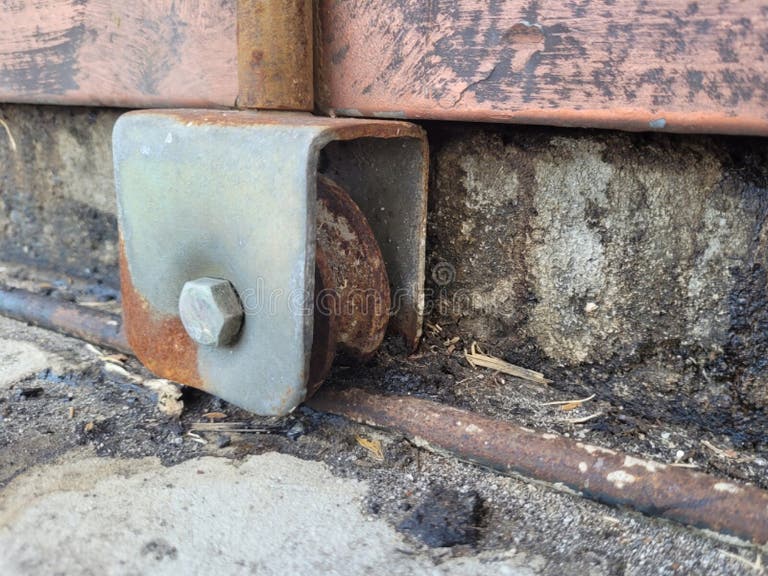 Rust Iron Caster Wheels Gate Stock Image - Image of soil, carving ...