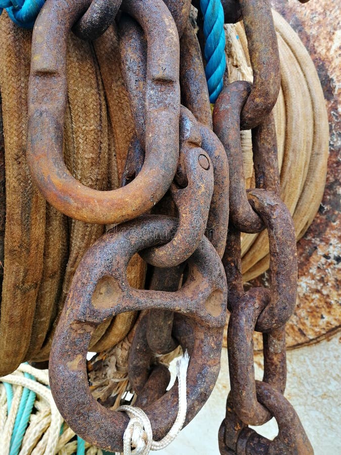 Rust Encrusted Iron Chain stock photo. Image of naval - 10696028