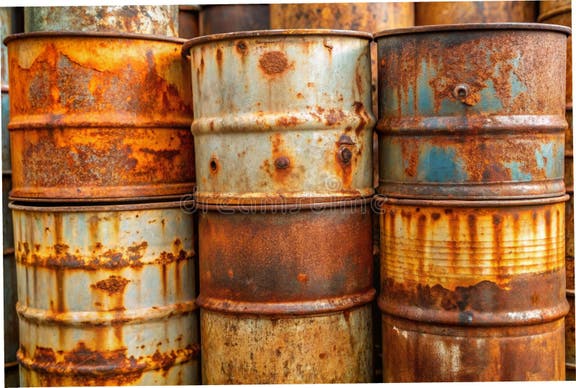Rust Marks on Metal Containers â€ Close-Up of Aged, Industrial Texture ...