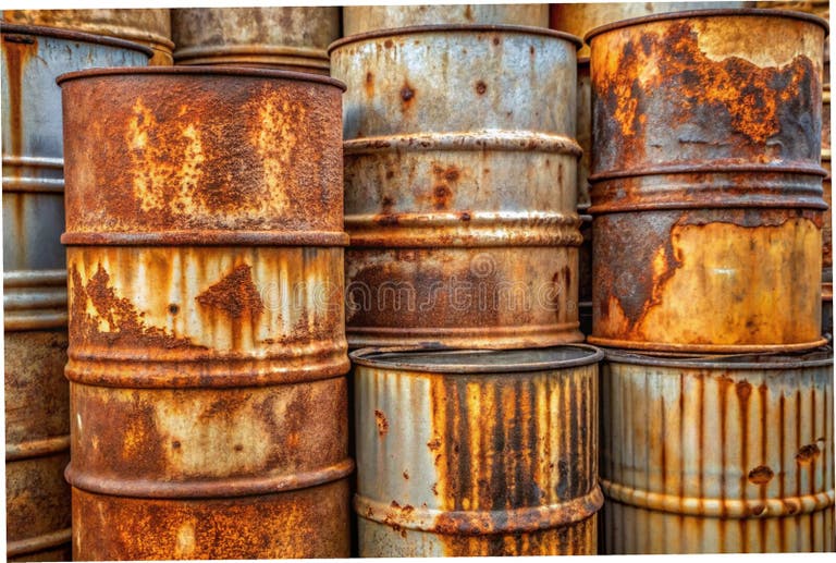 Rust and Marks on Metal Containers â€ Close-Up Industrial Texture Stock ...