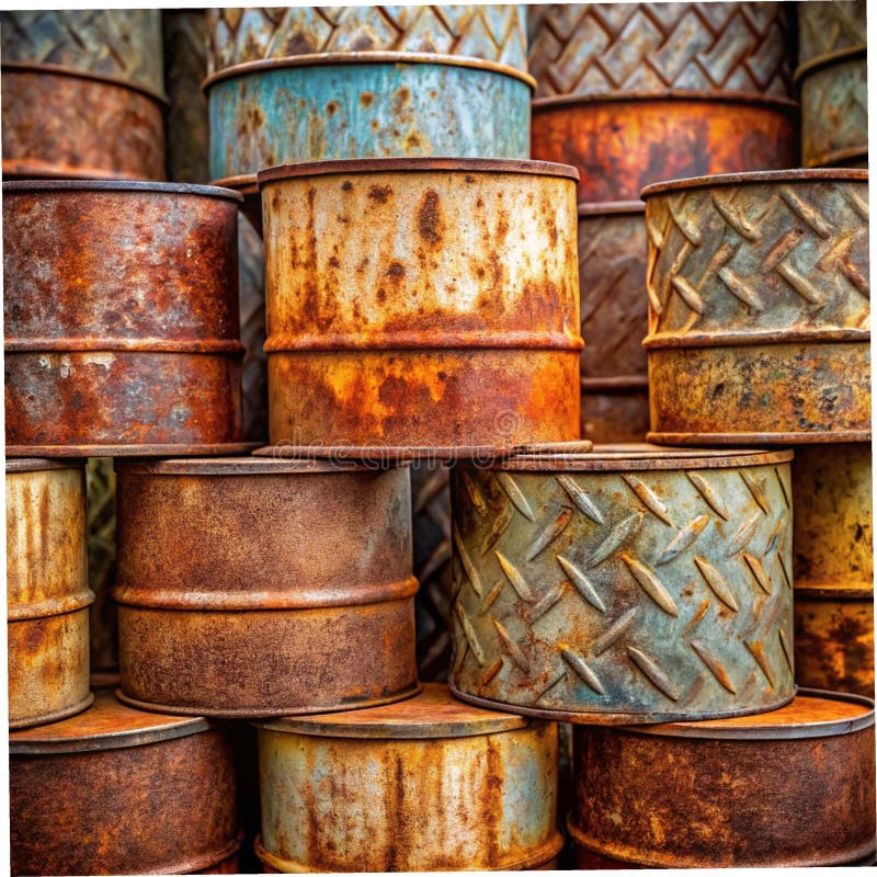 Rust and Marks on Metal Containers â€ Close-Up Industrial Texture Stock ...