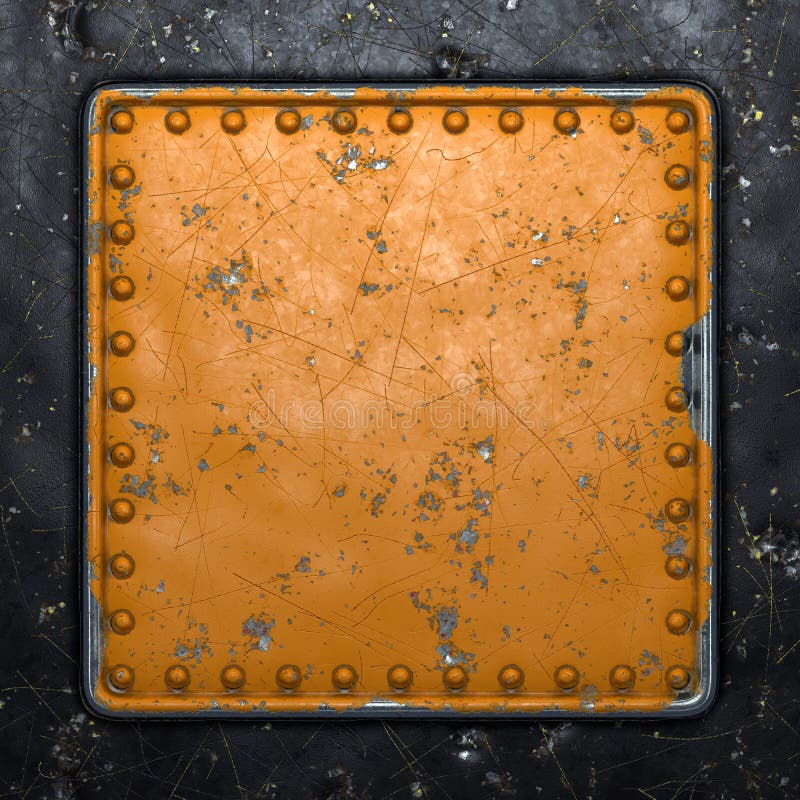 Rust Metal with Rivets in the Shape of a Square in the Center on White ...