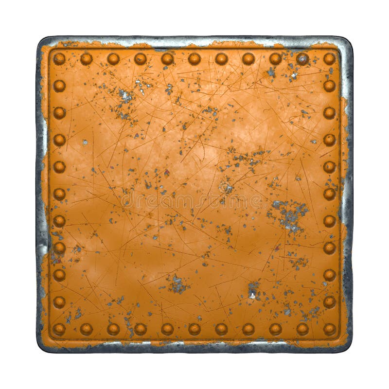 Rust Metal with Rivets in the Shape of a Square in the Center on White ...