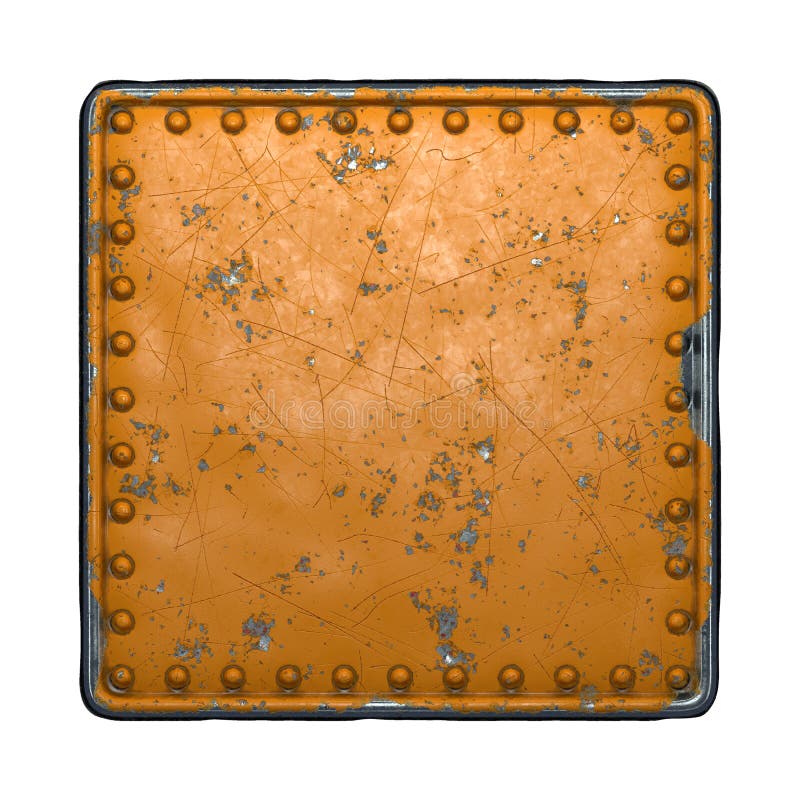 Rust Metal with Rivets in the Shape of a Square in the Center on Black ...
