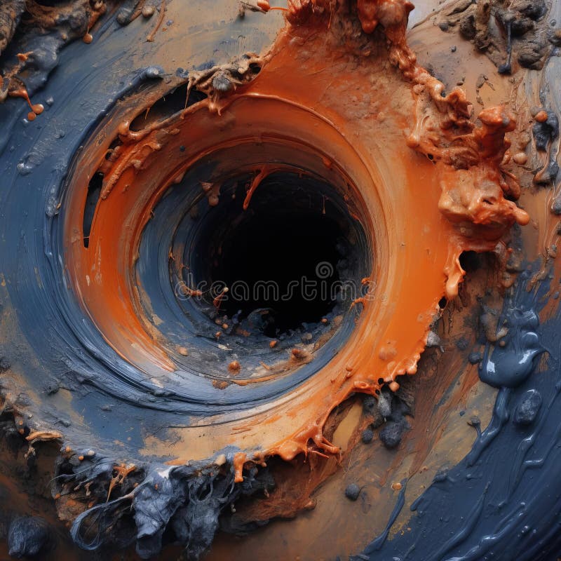 Rust and Navy Paint Swirl Artwork with Downward View Perspective Stock ...