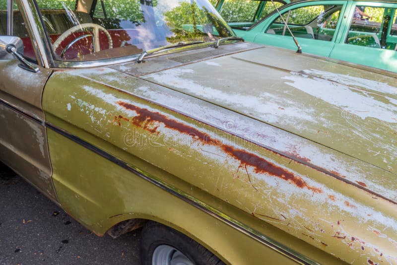Rust on a car bonnet stock photo. Image of vehicle, wheel - 108851598