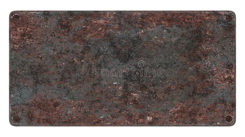 Rust Plaque with Rivets. Isolated Old Metallic Nameboard. 3D Rendering ...
