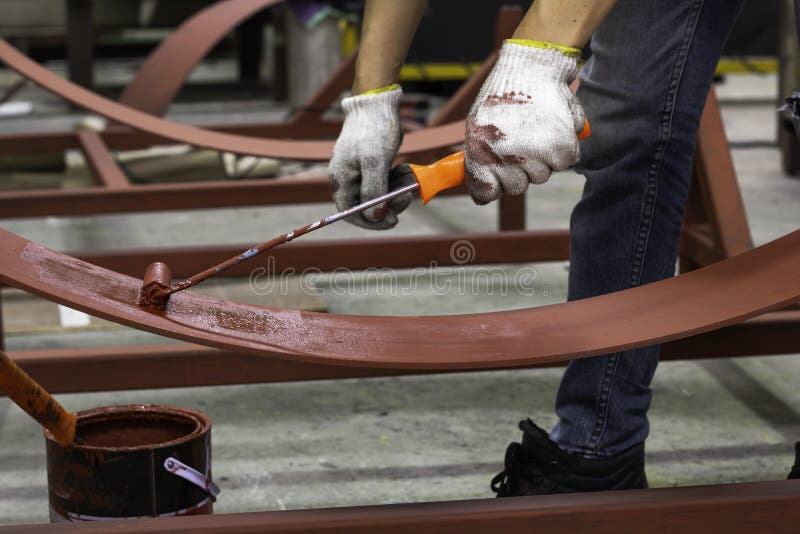 Rust-proof Painted Steel Pipes in the Factory. Stock Image - Image of ...