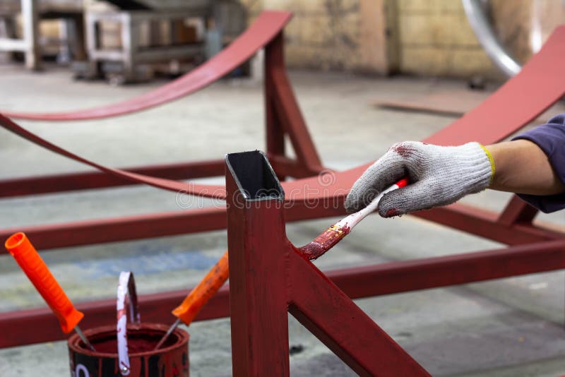 Rust-proof Painted Steel Pipes in the Factory. Stock Image - Image of ...
