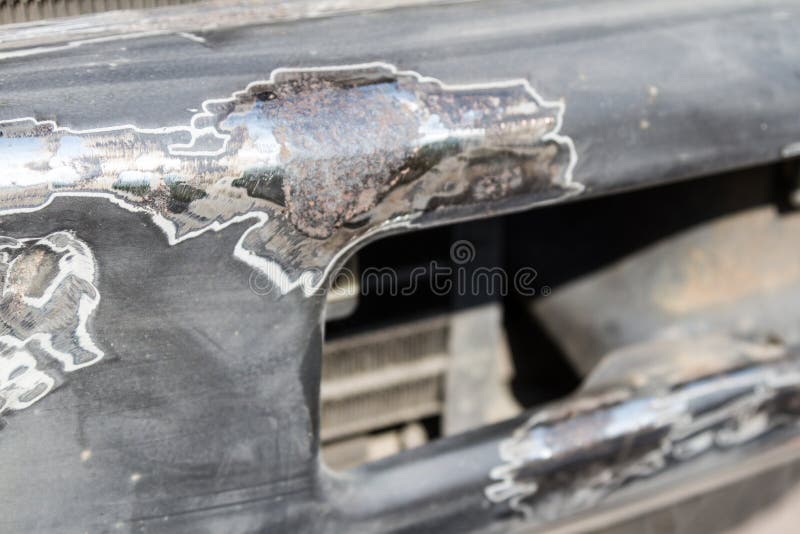 Rust Removal of an Old Metal Bumper Stock Image - Image of problem ...