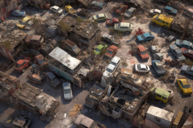 Rust and Scraps: a Bird S Eye View of a Junkyard, Generative AI Stock ...