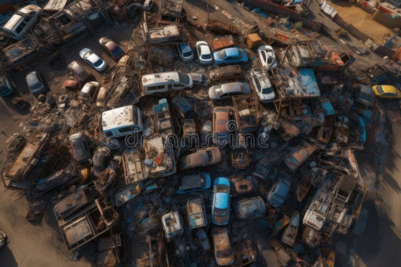 Rust and Scraps: a Bird S Eye View of a Junkyard, Generative AI Stock ...