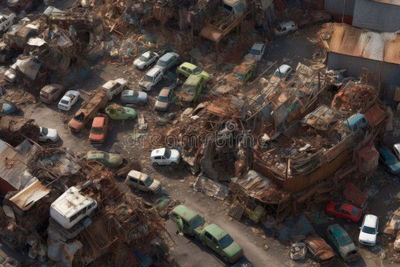 Rust and Scraps: a Bird S Eye View of a Junkyard, Generative AI Stock ...