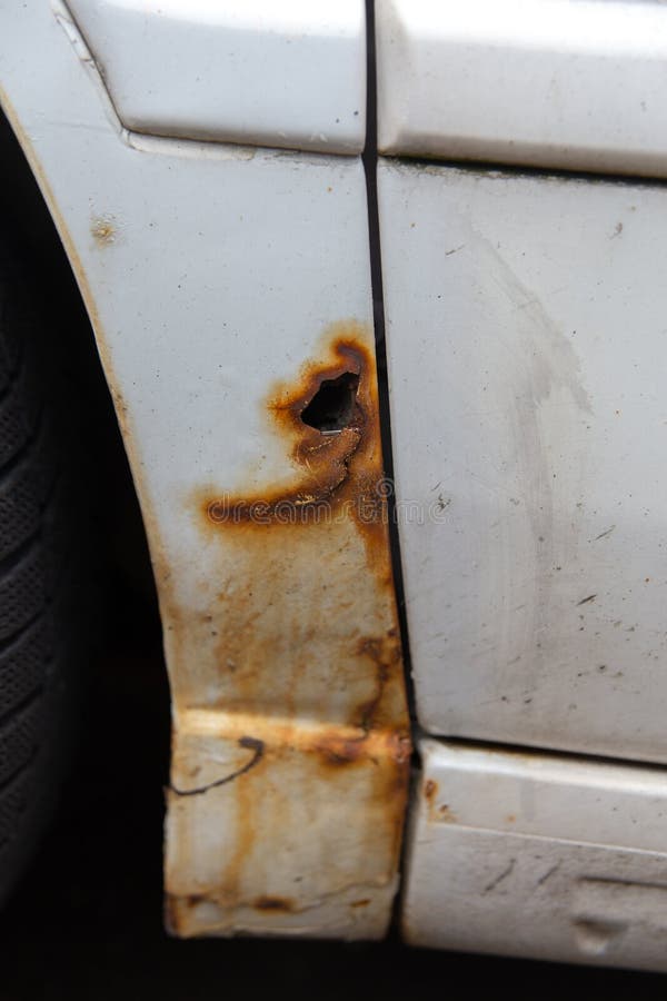 Rust on the Side of White Old Car Stock Photo - Image of abstract, door ...