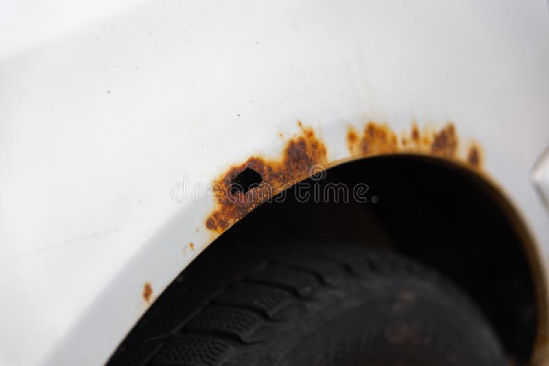 Rust on the Side of White Old Car Stock Image - Image of corroded ...