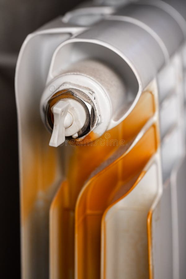 Rust Stains on the Bimetallic Radiator.Surface is Coated with White ...