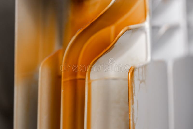 Rust Stains on the Radiator.Surface is Coated with White Powder Paint ...
