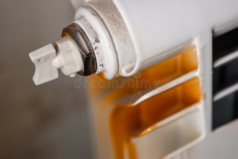 Rust Stains on the Radiator.Surface is Coated with White Powder Paint ...