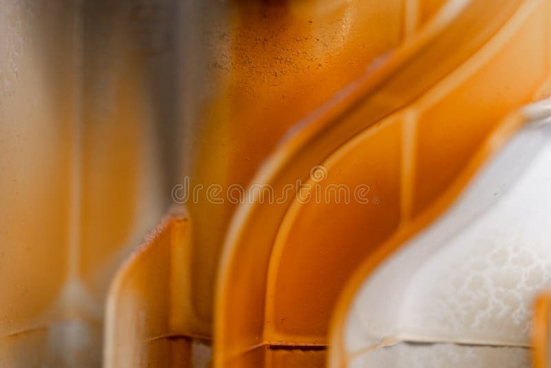 Rust Stains on the Radiator.Surface is Coated with White Powder Paint ...